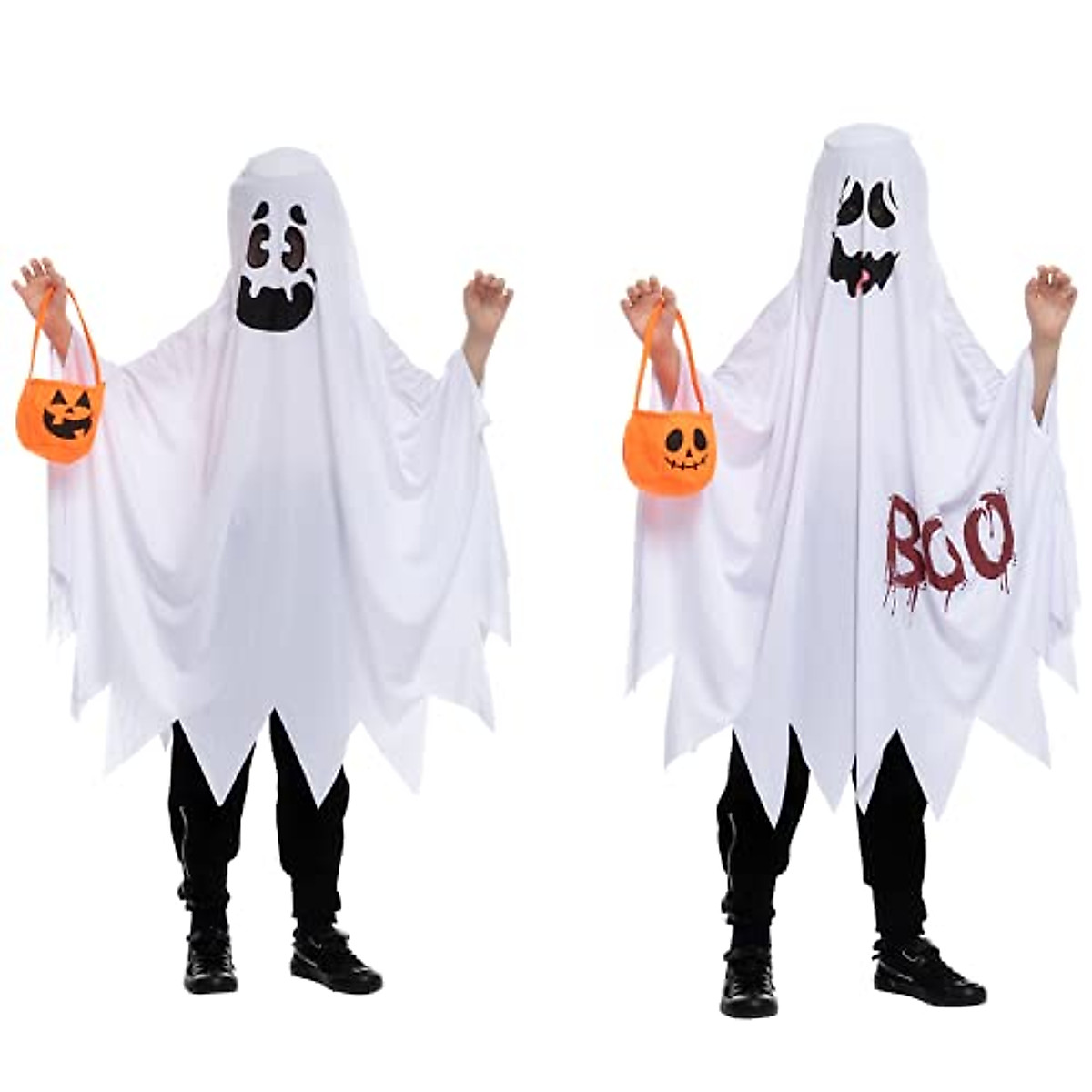 Spooktacular Creations 2 Pack Kids Unisex Mask Ghost Costume for Fancy Dress Cosplay and Spooky Creatures Party-S(5-7yr)