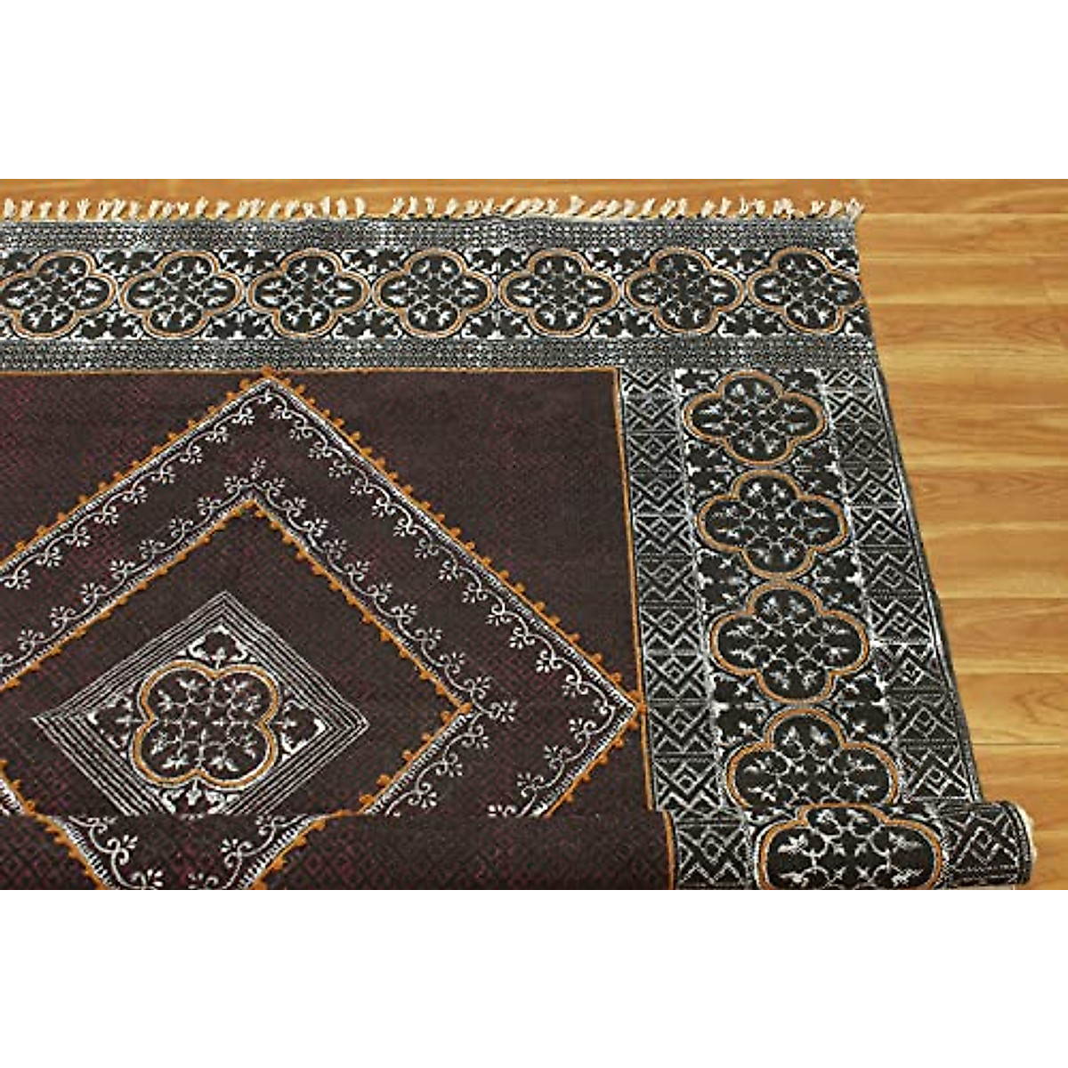 Casavani Hand Block Printed Cotton Carpet Geometric Brown Area Dhurrie Best Uses For Home/Office 5x8 Feet Rugs for Bedroom,Living Room,Kids Room,Hallway Enterway,Kitchen 8x11 Feet
