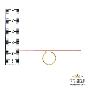 TGDJ 14k Yellow Gold Round Hoop Earrings - 2mm Thick Sterling Hinged Hoop Earrings for Women - Available in 9 Different Sizes from 13 mm to 65 mm