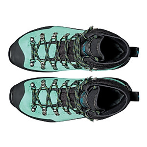 SCARPA Women's Mont Blanc Pro GTX Waterproof Gore-Tex Boots for Hiking and Mountaineering - Green Blue - 7-7.5