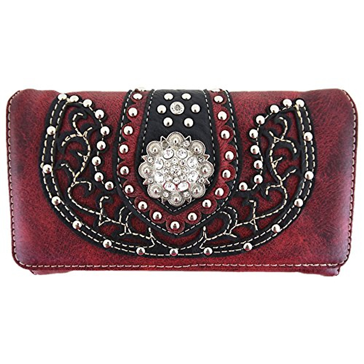 Western Style Cowgirl Belts Buckle Country Purse Crossbody Handbag Women Hobo Shoulder Bag Wallet Set Red