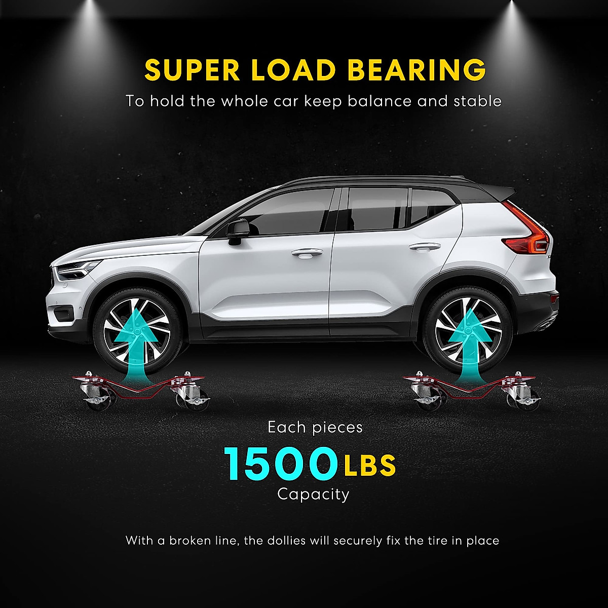 VIVOHOME Heavy Duty Vehicle Mover Dolly of 4 Piece, Wheel Dolly Car Stakes 6000lbs Capacity, Car Roller Dolly Moving Cars, Trucks, Motorcycles, Red