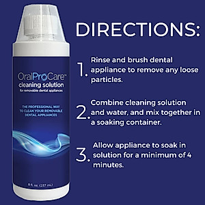 Oral ProCare Dental Appliance Cleaning Solution for Removable Dental Appliances; 8 oz bottle. For Up to 96 Uses. Retainer, Denture, Mouth Guard, Aligner, Night Guard Cleaner