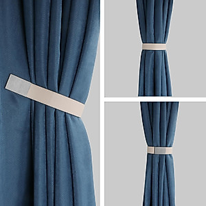 Magnetic Curtain Tiebacks Leather Curtain Outdoor Ties Modern Tie Backs Drapes Curtains Buckle Drapery Holdbacks for Home Office Cafe Balcony Decor 2 Pcs (Rice White)