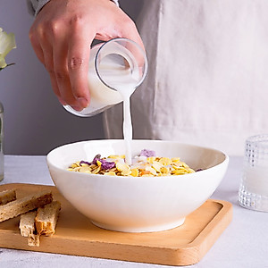 LERATIO Ceramic Bowls For Kitchen, 22 oz Bowl Set of 6, Handmade Wavy Edge Cereal Bowls, Oven & Dishwasher & Microwave Safe, for Breakfast,Dinner,Lunch,Salad, Pasta, Soup, Dessert-White