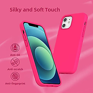 K TOMOTO Compatible with iPhone 12 Case/iPhone 12 Pro Phone Case 6.1 Inch (2020), [Silky and Soft Touch Series] Premium Liquid Silicone Gel Rubber Full-Body Protective Cover, Hot Pink