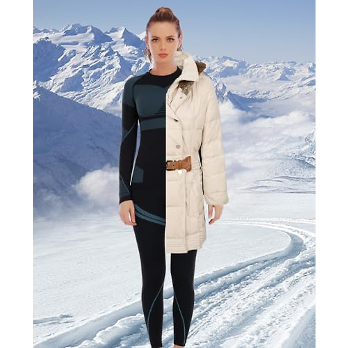 MEETWEE Thermal Underwear Set for Women,Winter Base Layer Long Johns Warm Top and Bottom Sets for Skiing(Green,S)