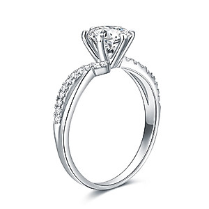 1.15 Carat (ctw) Moissanite engagement rings for women Platinum Plated Silver ring Moissanite rings - 8