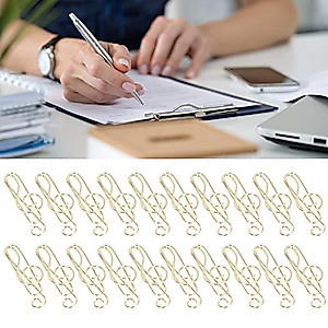 20Pcs Musical Note Paperclip Metal Iron Wire Notebook Agenda Folder Special Shaped Paper Clips for Bookmark Organize Home Office School(golden)