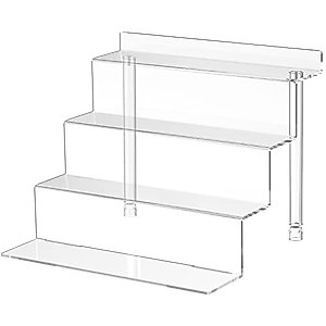WINKINE Acrylic Riser Display Shelf, 4 Tier Perfume Organizer, Display Riser for Amiibo Funko POP Figures, Tiered Display Stand Small Risers for Display, Acrylic Display for Decoration and Organizer