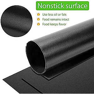 AYZA Oven Liners for Bottom of Gas Oven(Pack of 6), Reusable Non-stick Heat Resistant Baking Mat for Microwave Electric Oven, BBQ Grill Mat Heavy Duty Oven Mats, Easy to Clean (15.7 x 13 inch), Black