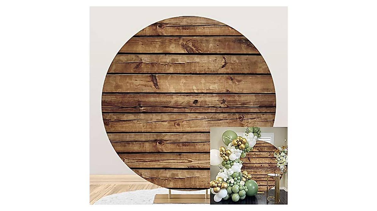 Rustic Wood Round Backdrop 7x7ft | Party & Photo Prop
