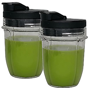 2 Replacement 350ML(12oz) Cup Mug Cups With Spout Lids, Compatible with Ninja Foodi Blender & Processor CO351B, SS100, SS101, SS101C, SS101TGT, SS300, SS300C, SS351, SS351C, SS351TGT，SS400, SS401