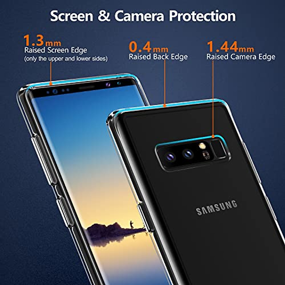 Rayboen Case for Samsung Galaxy Note 8, Crystal Clear Designed Shockproof Non-Slip Cell Phone Case, Hard Plastic Back & Soft TPU Frame Thin Protective Cover for Samsung Galaxy Note 8, 6.3 inch