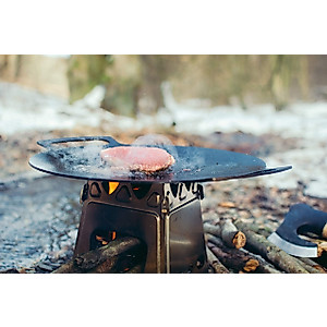 Muurikka Grill Pan 38 cm with Protective Bag, Outdoor Pan, Fire Pan Made of Robust Rolled Steel for Campfire & Grill