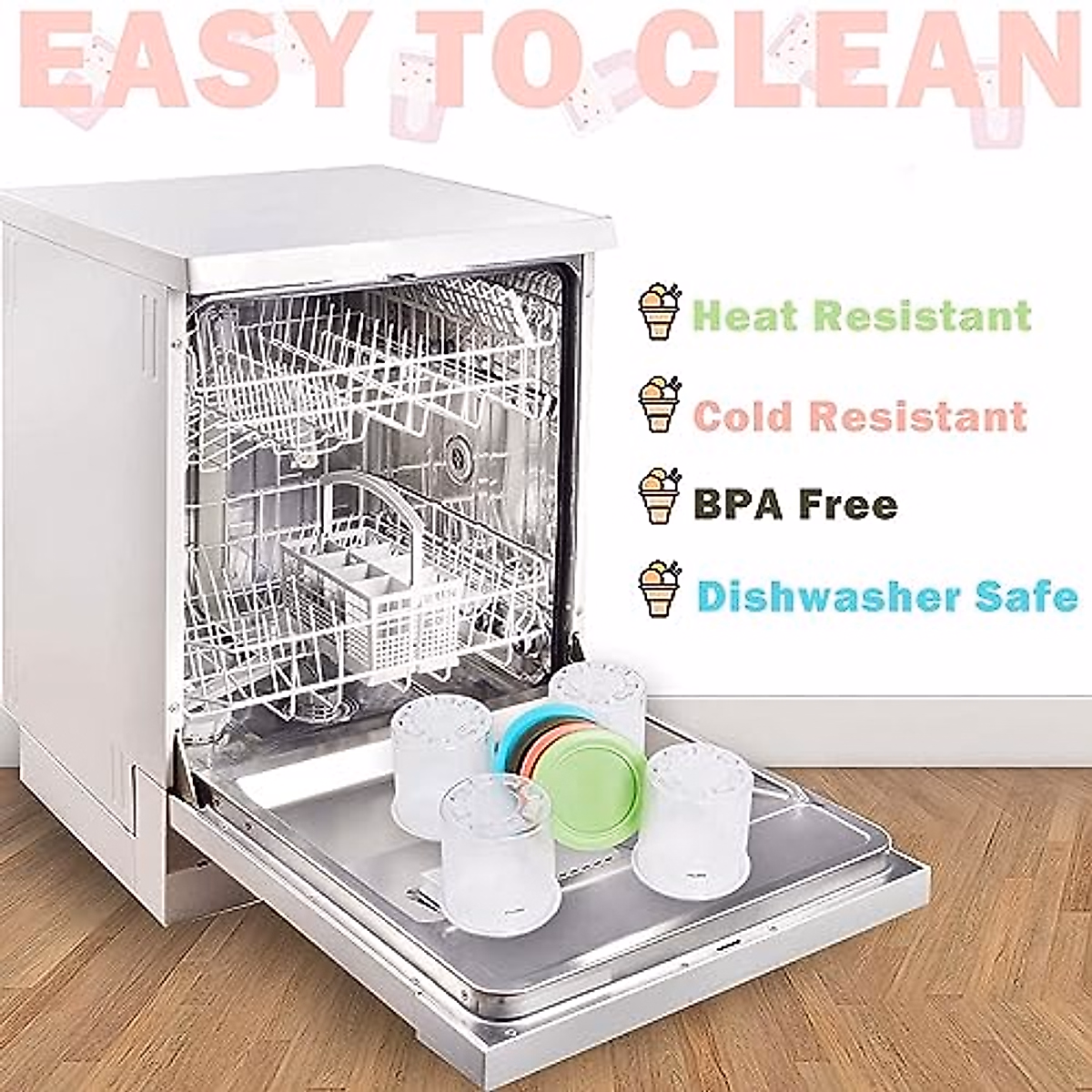 EVANEM 2/4/6PCS Creami Deluxe Pints, for Ninja Ice Cream Maker Pints,16 OZ Ice Cream Container Bpa-Free,Dishwasher Safe for NC301 NC300 NC299AM Series Ice Cream Maker,Green-2PCS