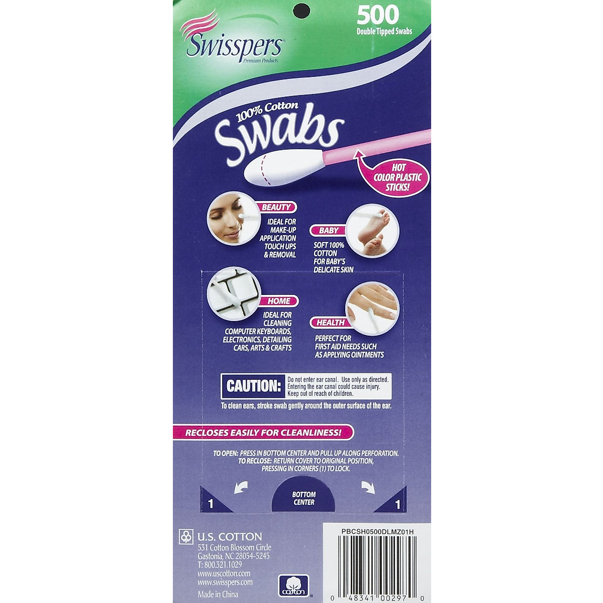Swisspers Hot Colored Swab-500 ct (Color May Vary)