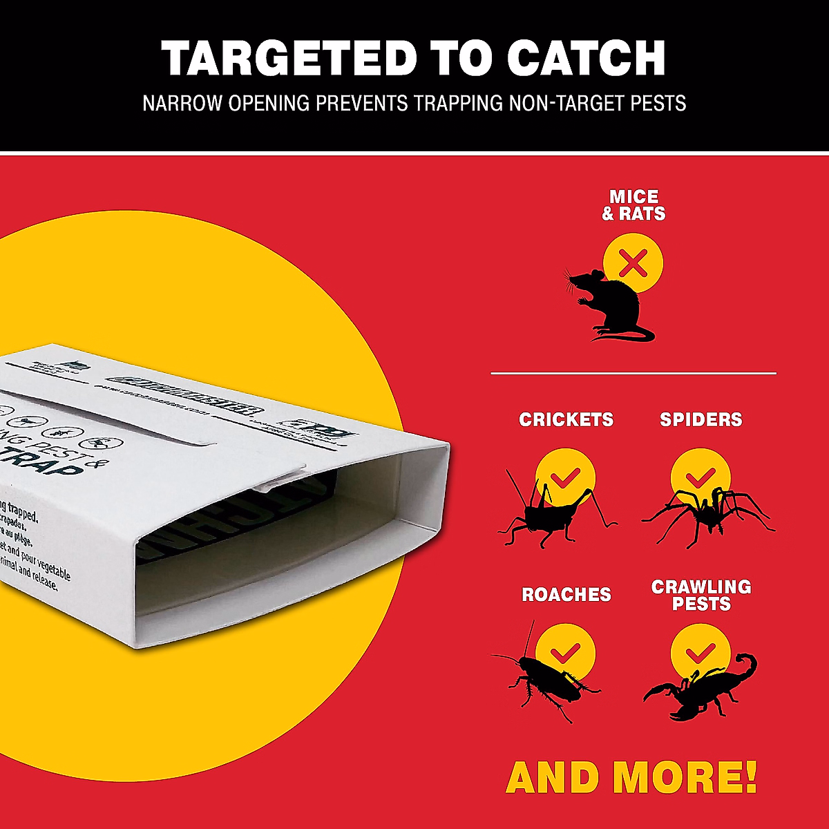 Catchmaster Pro Strength Mouse & Crawling Insect Glue Trap Set, 60-Pack & 12-Pack Sticky Pest Control Adhesive for Catching Bugs, Rats & Rodents