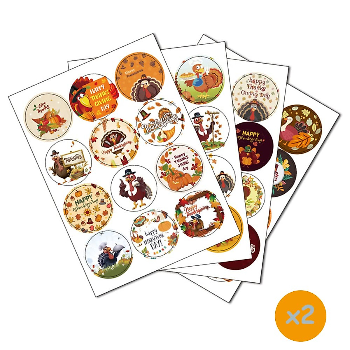 Thanksgiving Turkey Gift Stickers Round Envelope Seal Label Stickers Self-Adhesive Pumpkin Happy Thanksgiving Day Stickers for Card Candy Bag Box Decoration Party Favors Class Rewards 96 Pieces