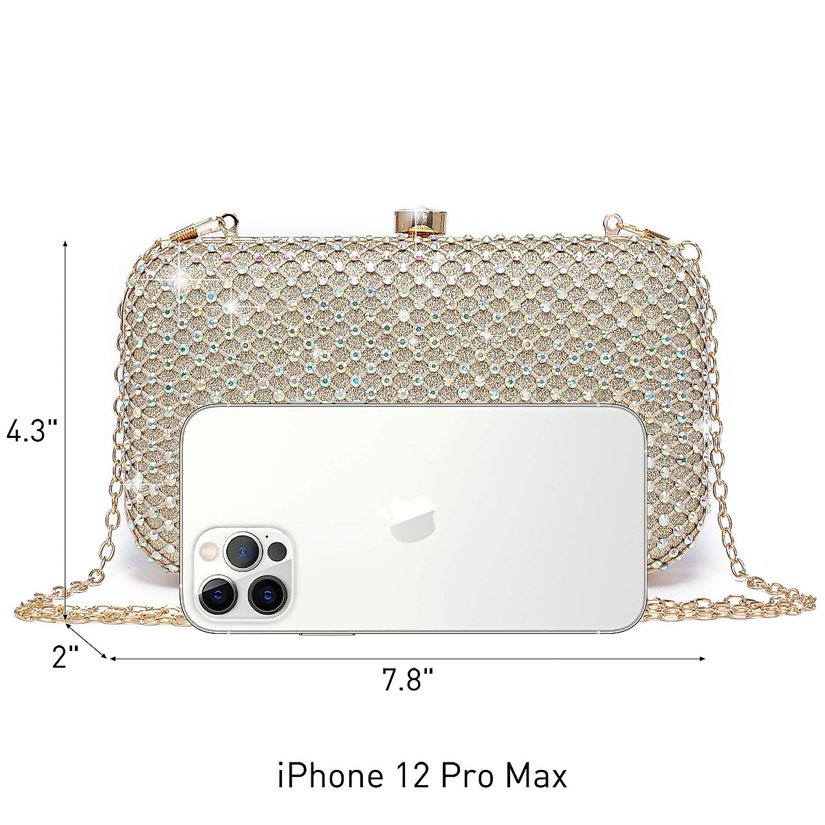 Dasein Womens Rhinestone Clutch Purse Sparkling Evening Bag with Crystal Clasp for Formal Prom Party Wedding (Gold)