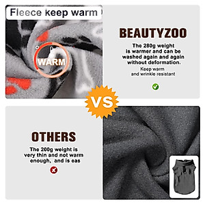 BEAUTYZOO Small Dog Sweater Fleece Vest Winter Jacket, D-Ring Leash Attachment for XS S Puppy Medium Sized Breeds Dogs, Cold Weather Dog Clothes Windproof Keep Warm, Grey Bones Paw XS