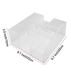 #N/A Makeup Organizer Eyelash Extension Supplies Storage Display Box w/Tweezer Holder Stand 22 x 22 x 10cm - Transparent Acrylic
