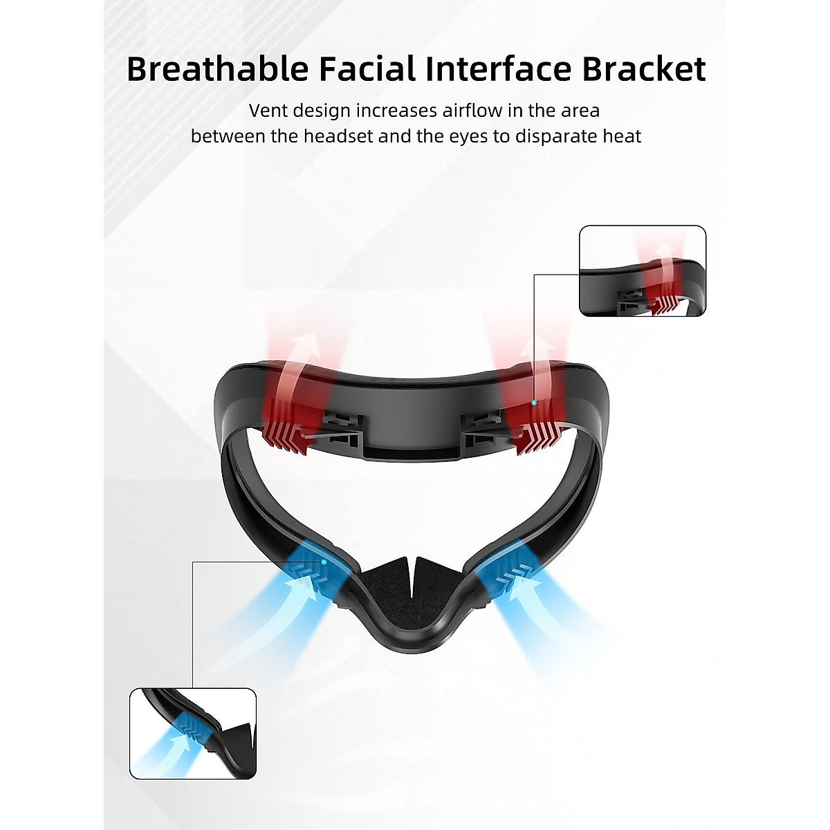 NIUVR Face Fitness Vent Interface Compatible with Oculus Quest 2 VR Headset Accessories, Removable PU Mask Foam Facial Pad/Lens Cover Protector/Breath Bracket Compatible with Quest2 Glasses Spacer