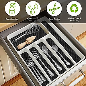 Shelf Liners for Kitchen Cabinets, 17.7''x78.7'' Non Adhesive Drawer Liners for Cupboard,EVA Material Non Slip Black Shelf Liners, Waterproof Mat for Drawers, Shelves, Pantry