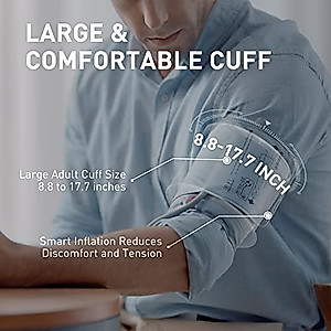 yuwell Blood Pressure Monitor, Extra Large Upper Arm Cuff, Digital BP Machine for Home Use & Pulse Rate Monitoring Meter, Automatic, Large Display, Voice Broadcasting with Power Adapter and Batteries