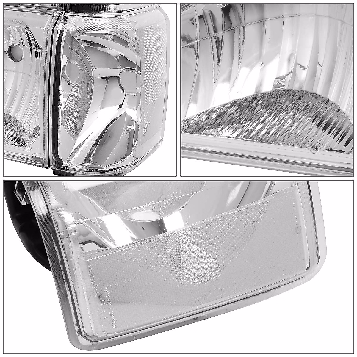 Auto Dynasty Factory Style Headlights Assembly Head Lamps Compatible with Ford Bronco F150 F250 F350 1987-1991, Driver and Passenger Side, Chrome Housing Clear Corner