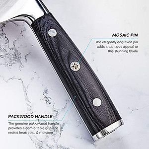 KYOKU Samurai Series - 7" Cleaver Knife - Full Tang - Japanese High Carbon Steel Kitchen Knives - Pakkawood Handle with Mosaic Pin - with Sheath & Case