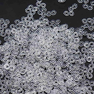 400Pieces Clear S Clips Rubber Band Loom Band S Clips Plastic Connectors Supplement kit for Loom Bracelets and DIY Bracelet Making (400-Clear)