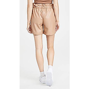 KENDALL + KYLIE Women's Vegan Leather Paperbag Shorts, Sand, Medium
