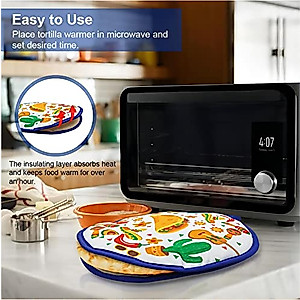 Eichzer X-Large Tortilla Warmer Pouch 12 inch, Insulated and Microwavable Fabric Pouch for Food Warm, Premium Cloth Pouch to keep Tortillas, Naan Bread, and Pizza Rolls Warm for up to One Hour