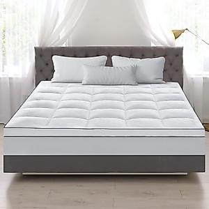 BedStory Bamboo Mattress Topper King, Extra Thick Cooling Mattress Pad Overfilled Never Goes Flat, Lumbar Strain Relieving, Back Pain Relief Improve Sleep Quality