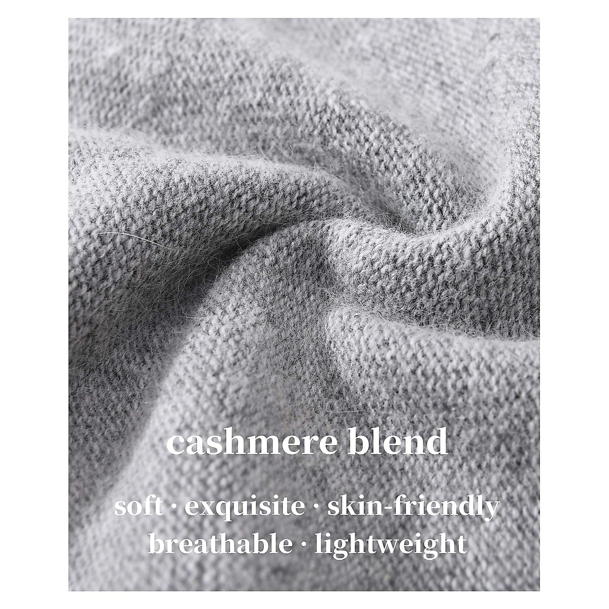 jaxmonoy Cashmere Slouchy Knit Beanie Hat for Women Winter Soft Warm Ladies Fleece Wool Knitted Skull Beanies Cap - Light Grey