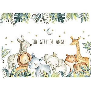 Animals Wall Sticker Green Leaves Wall Decal Cute Elephant Giraffe Zebra Wall Decals Cartoon Moon Stars Wall Mural for Nursery Kids Room