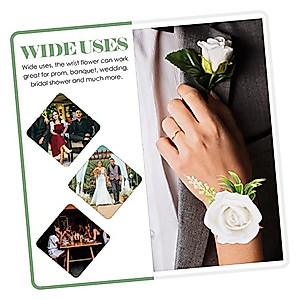 Garneck Wrist Flower Wedding Decor Wrist Corsage Bridesmaid Bracelets Corsage Wristlet Band Bridesmaid Wrist Chains Wrist Corsage Flowers Wedding Dress Plastic Decorative Flower White