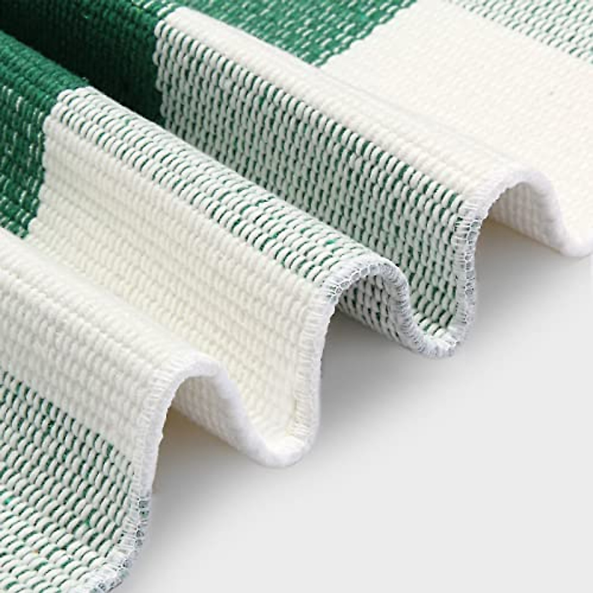 Green Checkered Outdoor Rug Front Door Mat 24'' x 51'', Buffalo Plaid Entryway Rug with 4 Non-Slip Grippers, Farmhouse Vibe Porch Rug Welcome Layered Doormat, Laundry Room/Entrance/Kitchen Rug