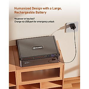 BILLCONCH Smart Gun Safe - Biometric Gun Safe for Pistols with Fingerprint/Full-digital Keypad/Key/Smartphone Lock, Quick-Access Pistol Safe for Beside Nightstand Handgun Safe with LCD/Voice Guide