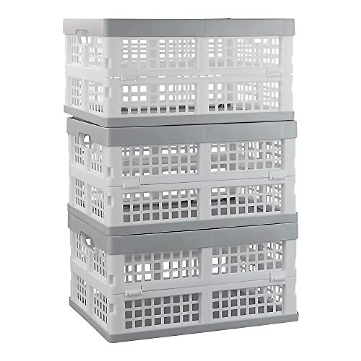 Kiddream Set of 3 Collapsible Storage Bin, 15 Liter Plastic Folding Crates Stackable