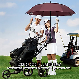 ZOMAKE Large Golf Umbrella 62 Inch - Double Canopy Vented Golf Umbrellas for Rain Windproof Automatic Open Golf Push Cart Umbrella Oversize Stick Umbrellas for Men Women(Red)