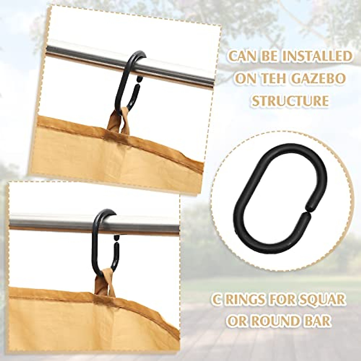 Universal Replacement Mosquito Netting for Patio Gazebo 10' x 12' Mosquito Net Camping 4 Panel Mosquito Net Gazebo Canopy Replacement Patio Mosquito Netting with Zipper for Porch, Khaki