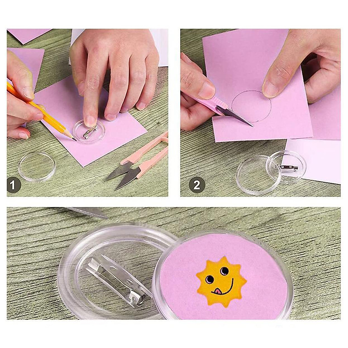 25 Sets Button Maker DIY Button Pins, Clear Acrylic Button Pin Badge for Crafts Supplies, School Projects (2.36 Inch)