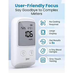 IMDK GLU-T1 Blood Glucose Test Strips for use with IMDK Diabetes Sugar Testing Meter (No Coding Required, 100 Count) White