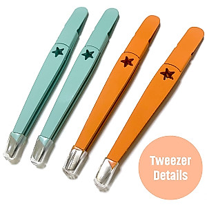 Slant Tip Eyebrow Tweezers, Houdian 1 Pack Stainless Steel Hair Removal Makeup Tool for Women & Men (Orange)