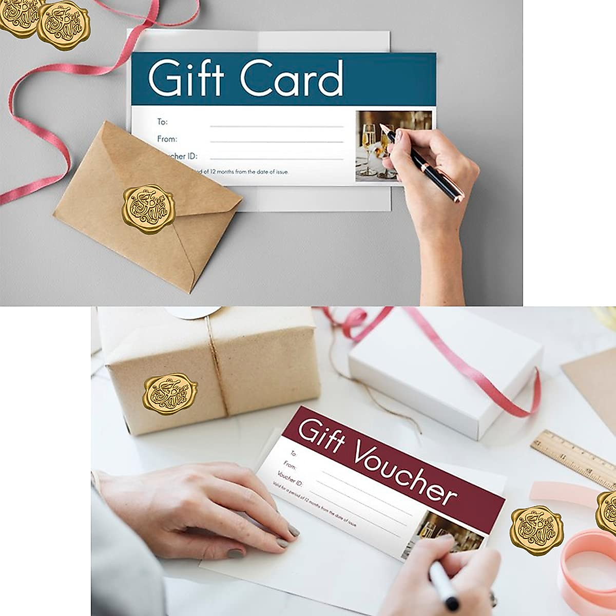 50 PCS Wax Seal Stickers Envelope Seal Stickers Wedding Envelope Seals Self Adhesive Gold Stickers Set for Invitations Cards Party Favors/Birthday Party Supplies