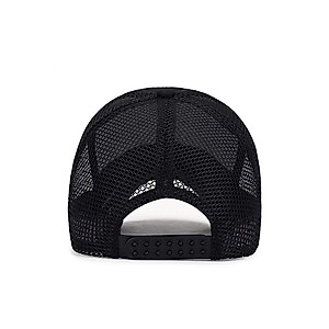 XibeiTrade Unisex Summer Baseball Cap Men Women Sports Outdoor Canvas Mesh Breathable Hat (Black)