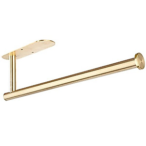 Gold Paper Towel Holder Under Cabinet Mount Wall Kitchen Countertop Paper Towel Rack with Adhesive and Screws, Stainless Steel Resistant Corrosion & Rust