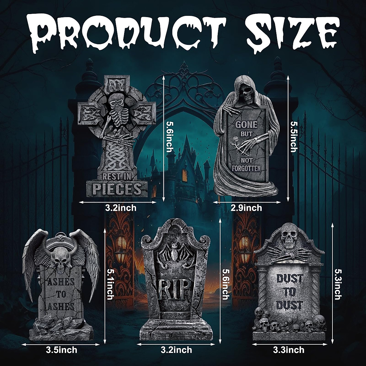 Barydat 5 Pieces Halloween Tombstone Table Decorations Wooden Scary Halloween Headstone Sign Rip Graveyard Gravestones Centerpieces for Desk Cemetery Craft Halloween Party Decor Supplies